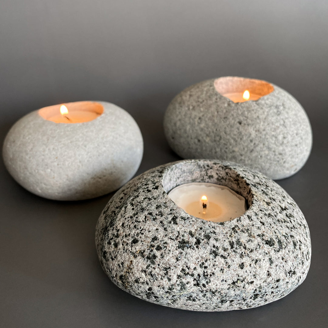 Beach Stone Candle Rock - Funky Rock Designs – Funky Rock Designs