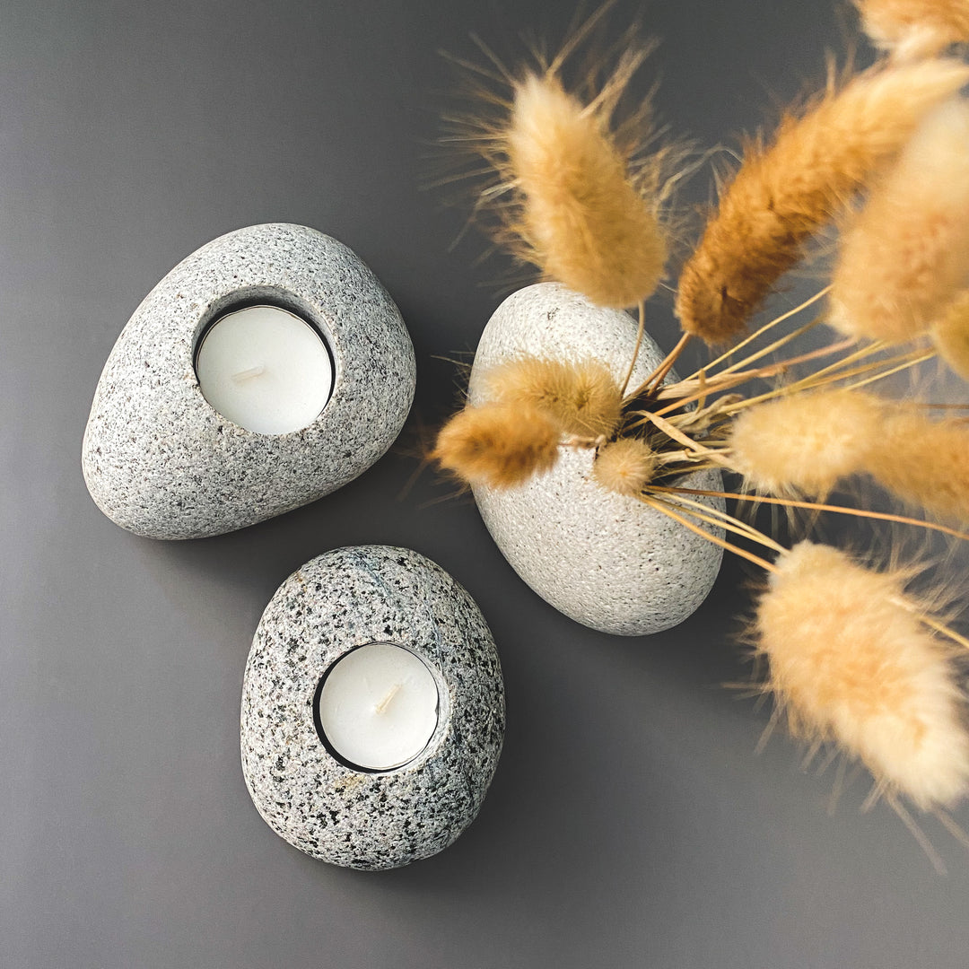 Beach Stone Candle Rock - Funky Rock Designs – Funky Rock Designs