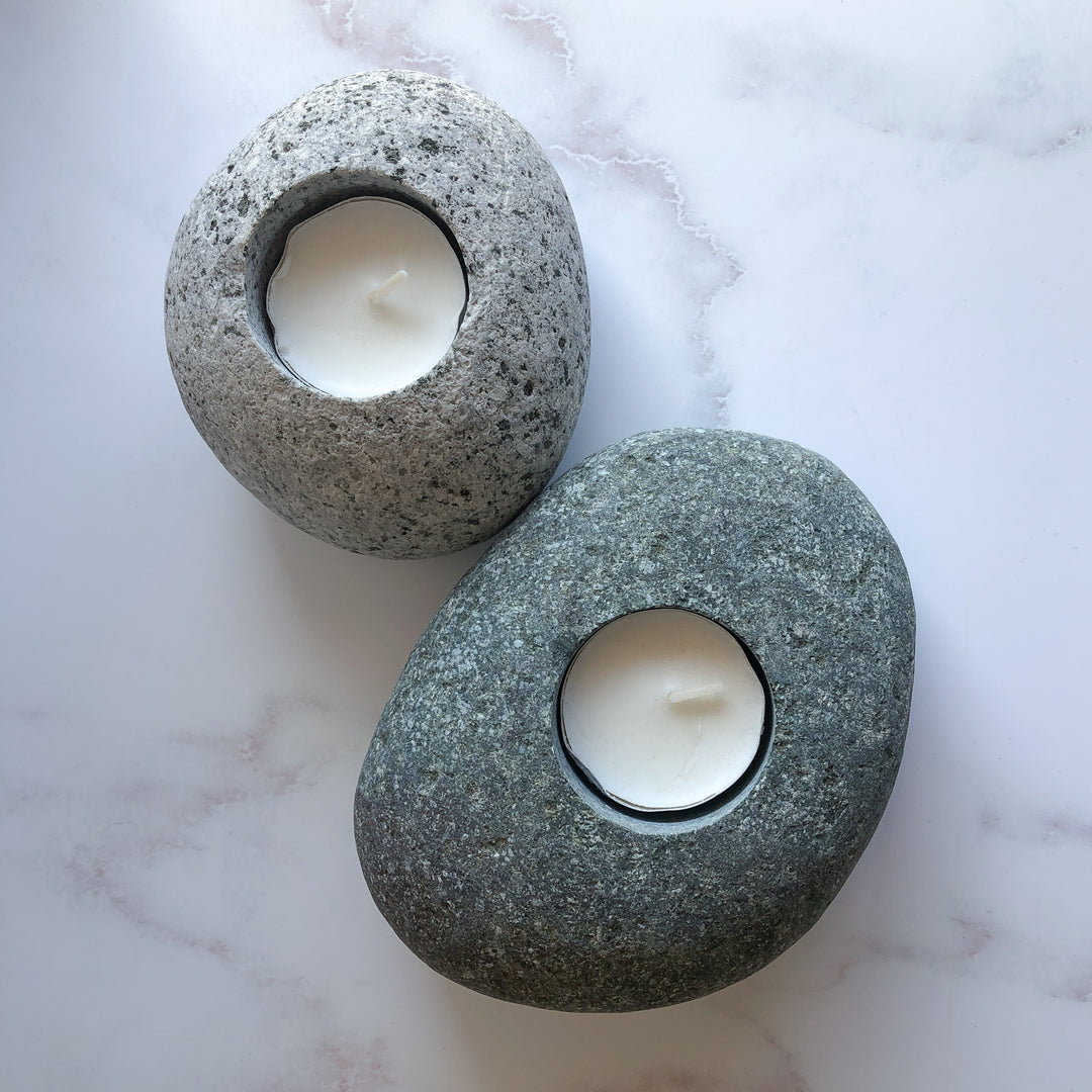 Beach Stone Candle Rock - Funky Rock Designs – Funky Rock Designs